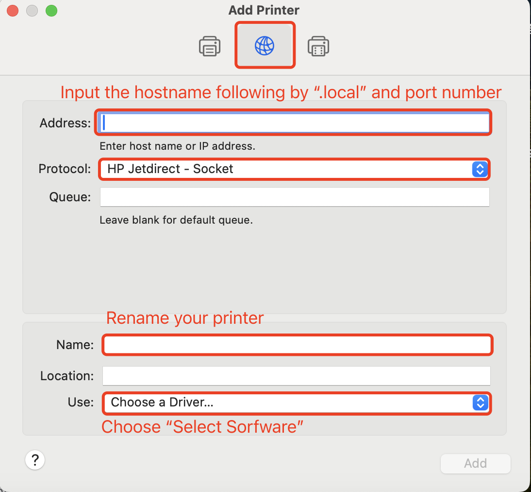 Step2: How to Add Printer to Computer Manually via Hostname (Mac ...