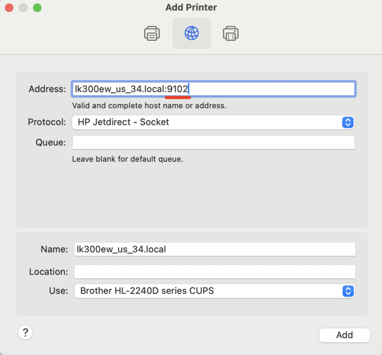 Step2: How to Add Printer to Computer Manually via Hostname (Mac) – Xiiaozet